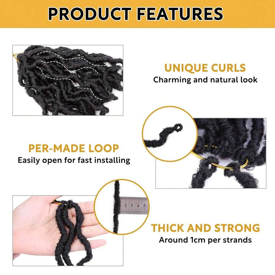 Faux Locs Crochet Hair 8 Inches Natural Black Stnthetic Soft Locs Pre ...