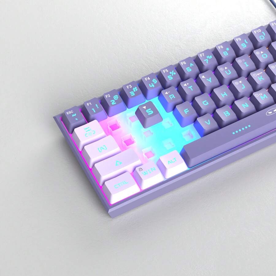 MageGee TS91 60% Compact Wired Keyboard Violet 61 Keys RGB Backlight ...