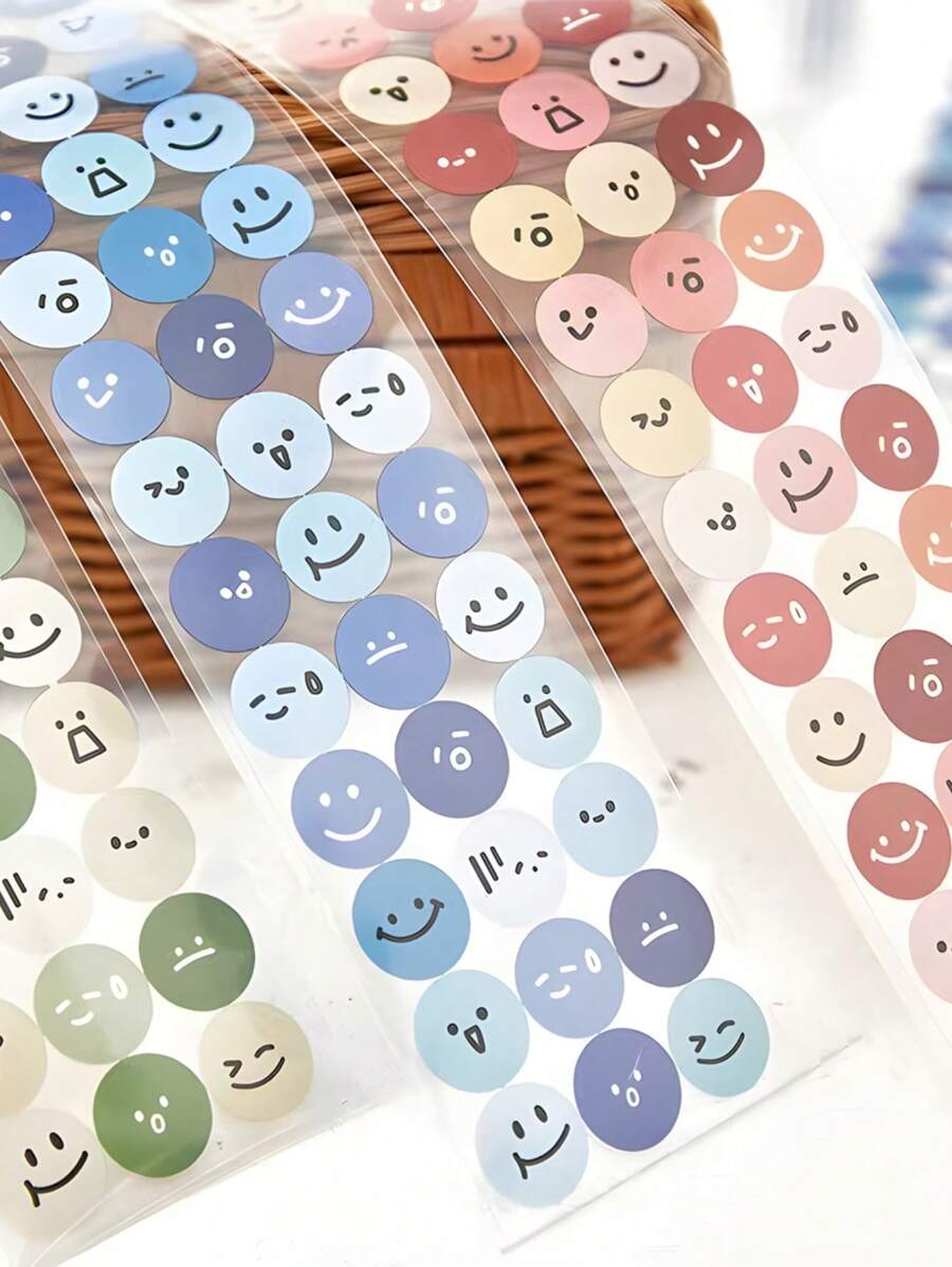Set Of 500 Smile Face Expression Stickers, Creative Round Cute Sticker ...