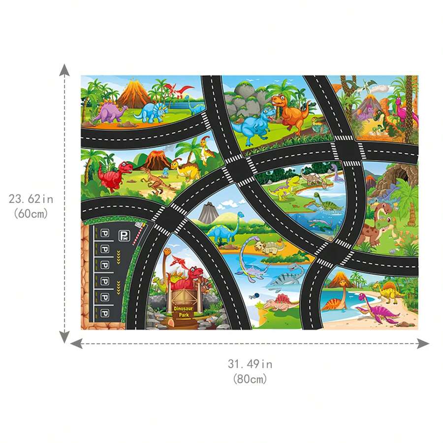 Game Floor Mat, Road Map Toys, Dinosaur Map, Cars Parking Lot Play Mat ...
