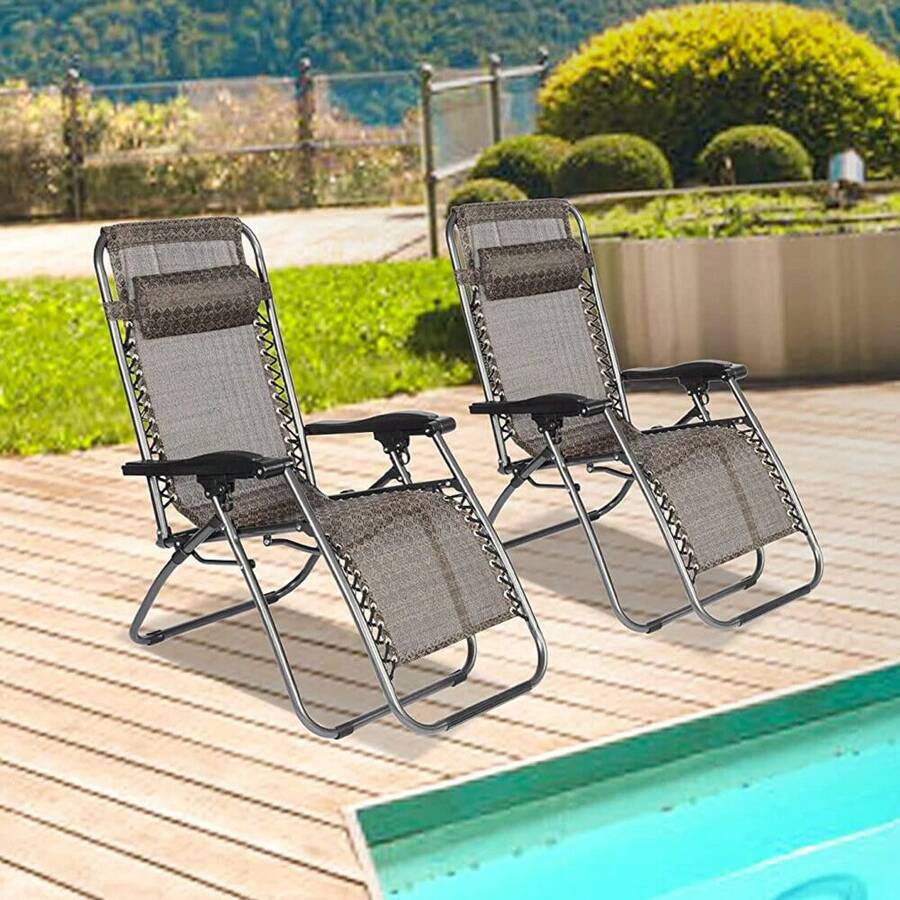 DC DICLASSE 2 PACK Folding Zero Gravity Chair Chaise Lounge Recliner ...