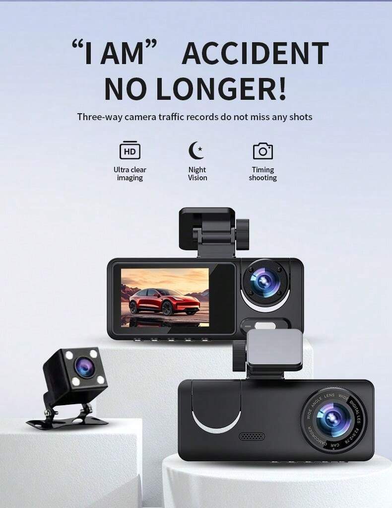 Vavupo 2 ערוצים DVR לרכב HD 1080P 2-עדשות בתוך רכב מצלמת דש מצלמות תלת ...