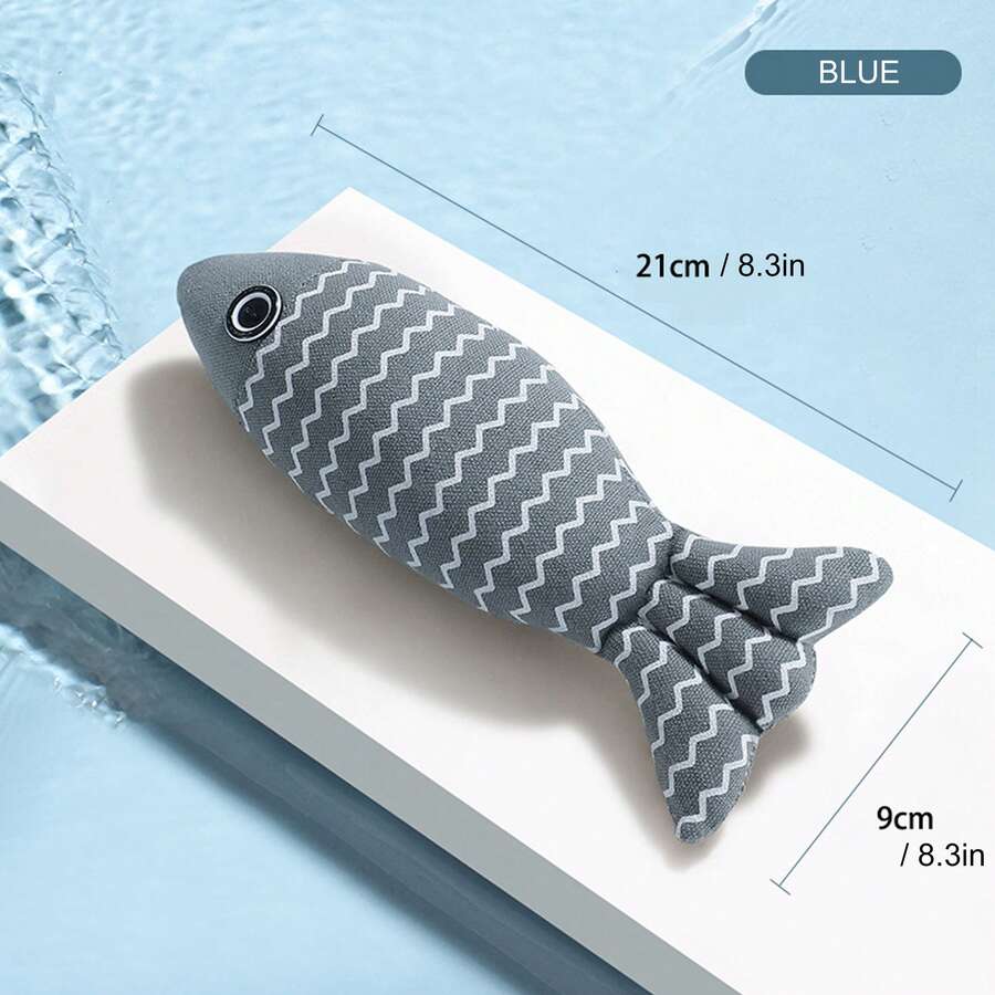 1pc Interactive Catnip Fish-Shaped Toy Made Of Durable Linen, With Mint ...