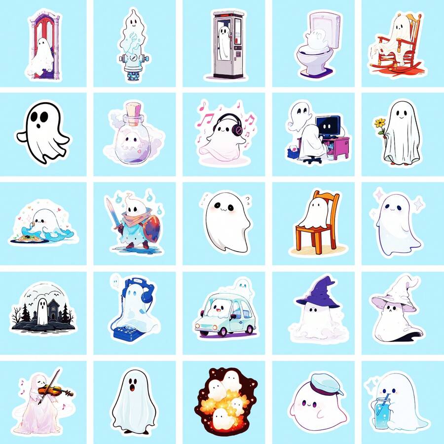 100Pcs White Cute Stickers For Water Bottles, Vinyl Waterproof Animals ...