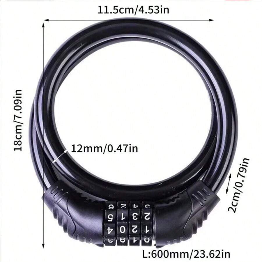 Bicycle Lock 4 Digit Code 600mm*12mm Anti-Theft Lock Bike Security ...