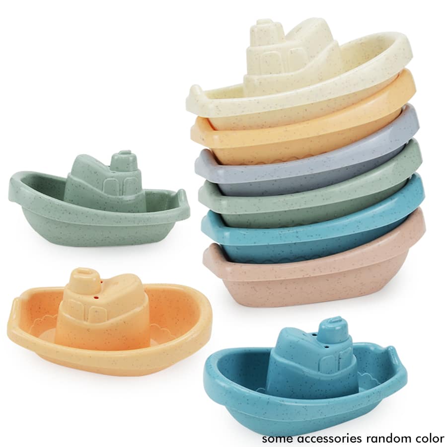 6pcs Kids Bathroom Rainbow Color Stacking Boat Water Game Stacking Toys ...