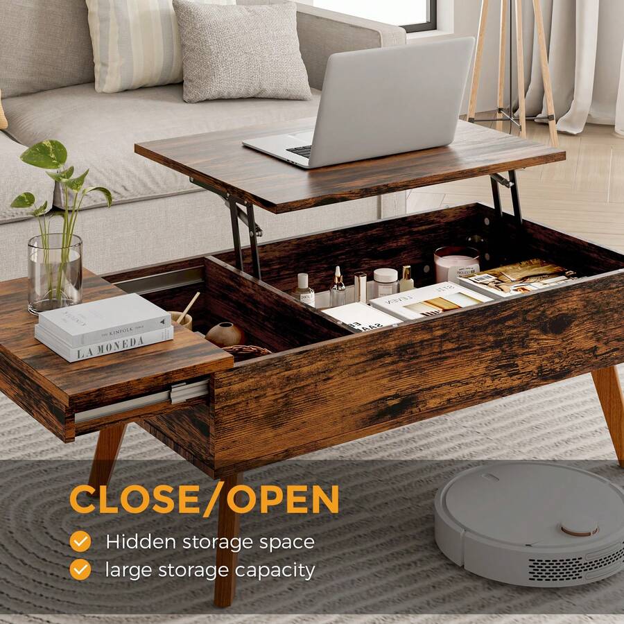 Bidiso Lift Top Coffee Table, Ten Minute Install Table Center With ...