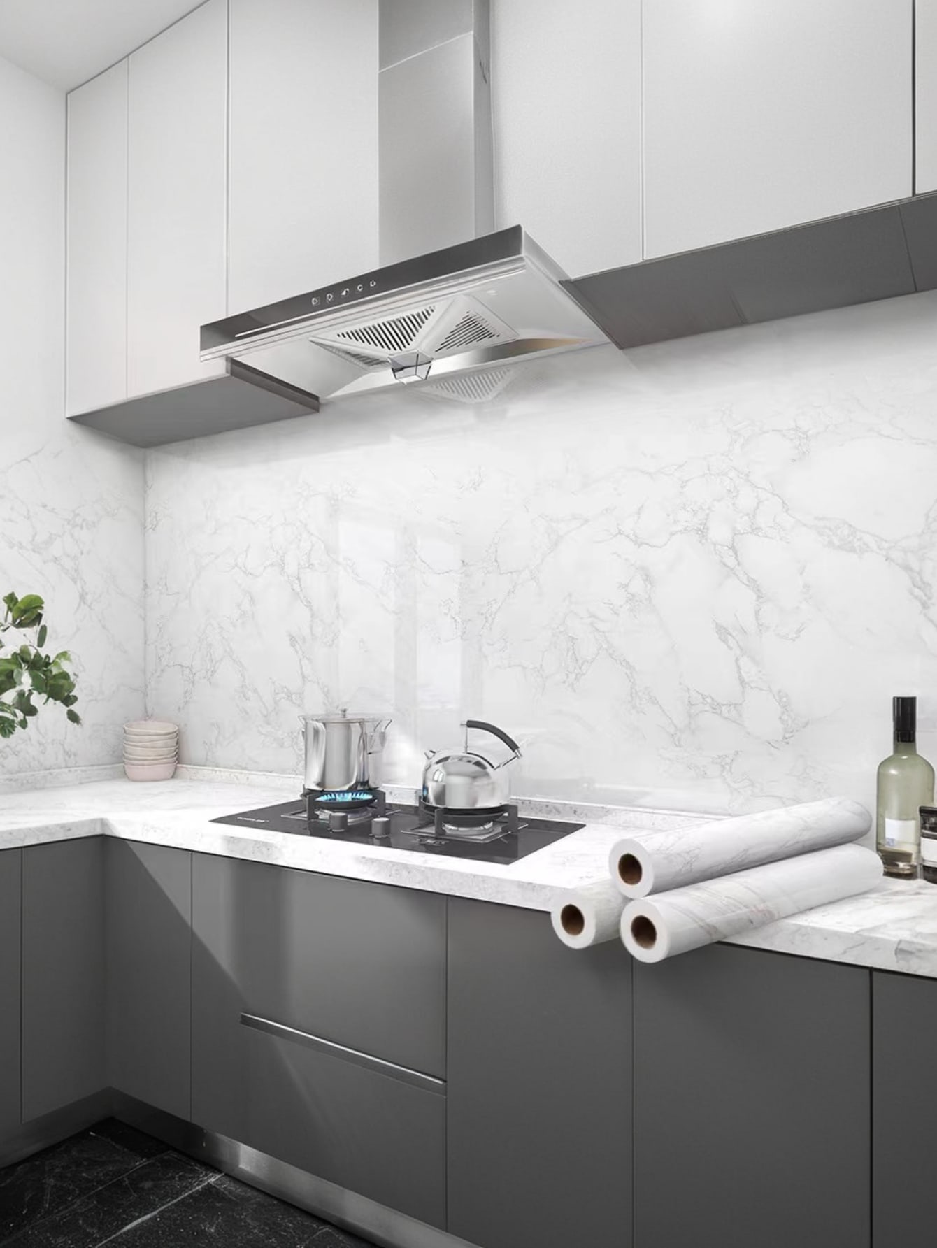 1 Roll Pvc Marble Print Sticker, Protect Kitchen Countertop And Cabinet ...