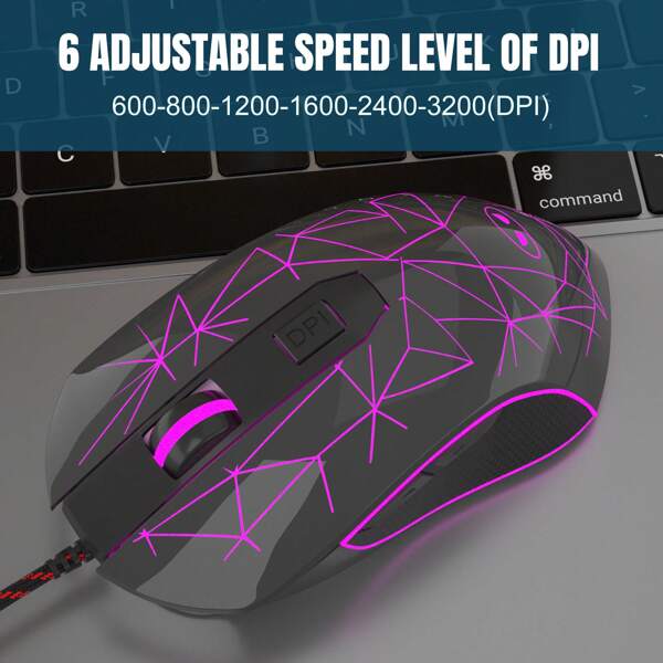 MageGee G6 Wired Gaming Mouse, Black 7 Colors Breathing LED Backlit ...