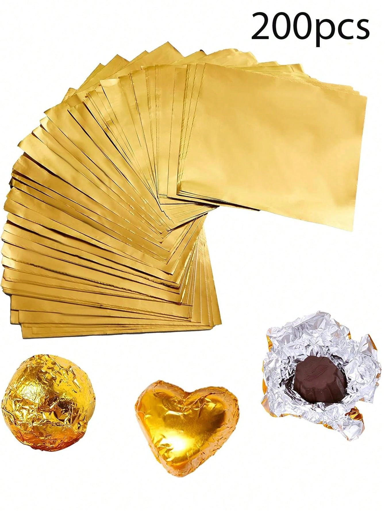 200pcs Gold Aluminum Foil Wrappers For Chocolate Candy Packaging, Diy ...