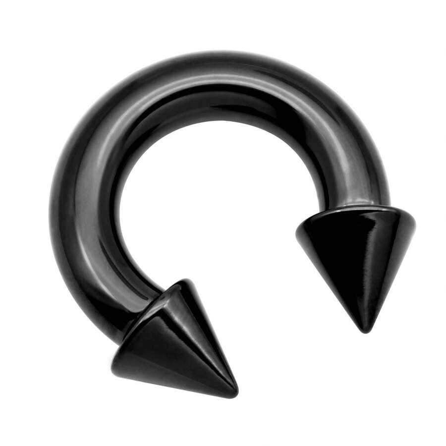 CIZME 1PC Black Silver Color Spike Horseshoe Nose Ring Stainelss Steel ...