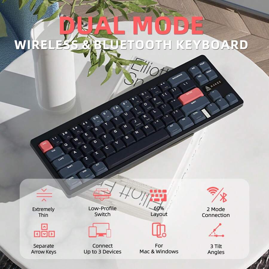 MAGIC-REFINER RKL680 Ultra-Thin Wireless Mechanical Keyboard, 60% ...