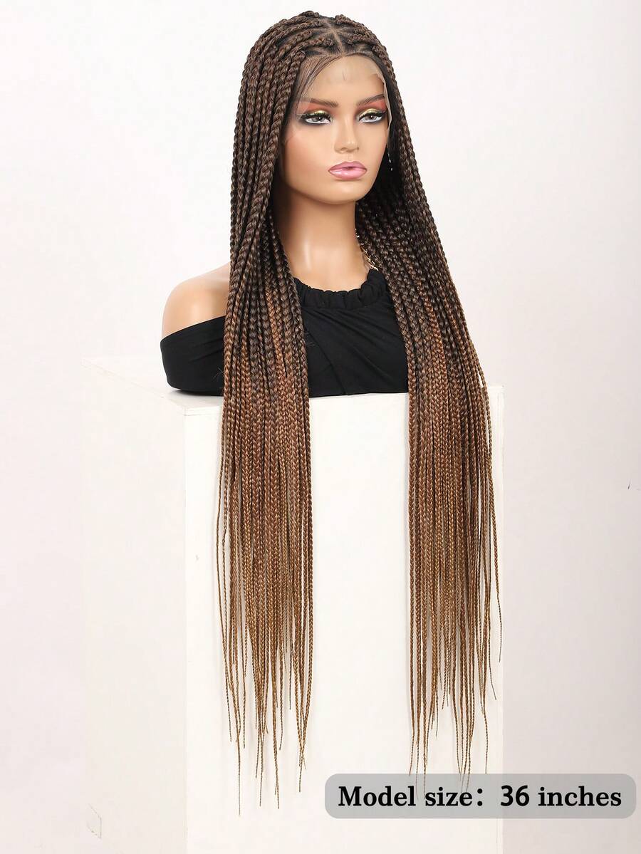 36 Inches Triangle Knotless Box Braided Wigs For Women Box Braided Full ...