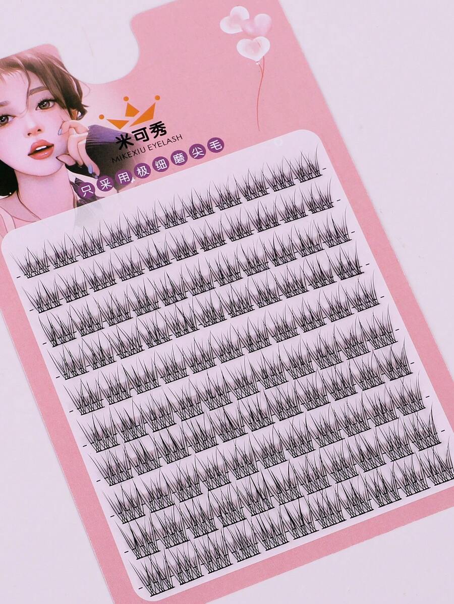 110 Clusters Of Comic Eyelashes, 10 Lines 9-12mm DIY Natural False ...