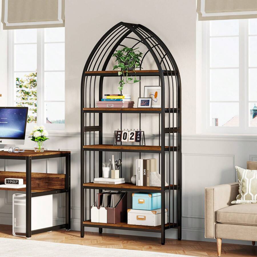 Tribesigns 5-Tier Bookshelf, 74.8-Inch Tall Bookshelf, Industrial ...