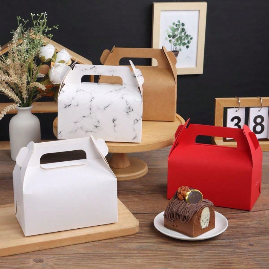 Ten Pieces Of Medium-Sized Hand-Held Pastry Box Baking Packaging Mousse ...