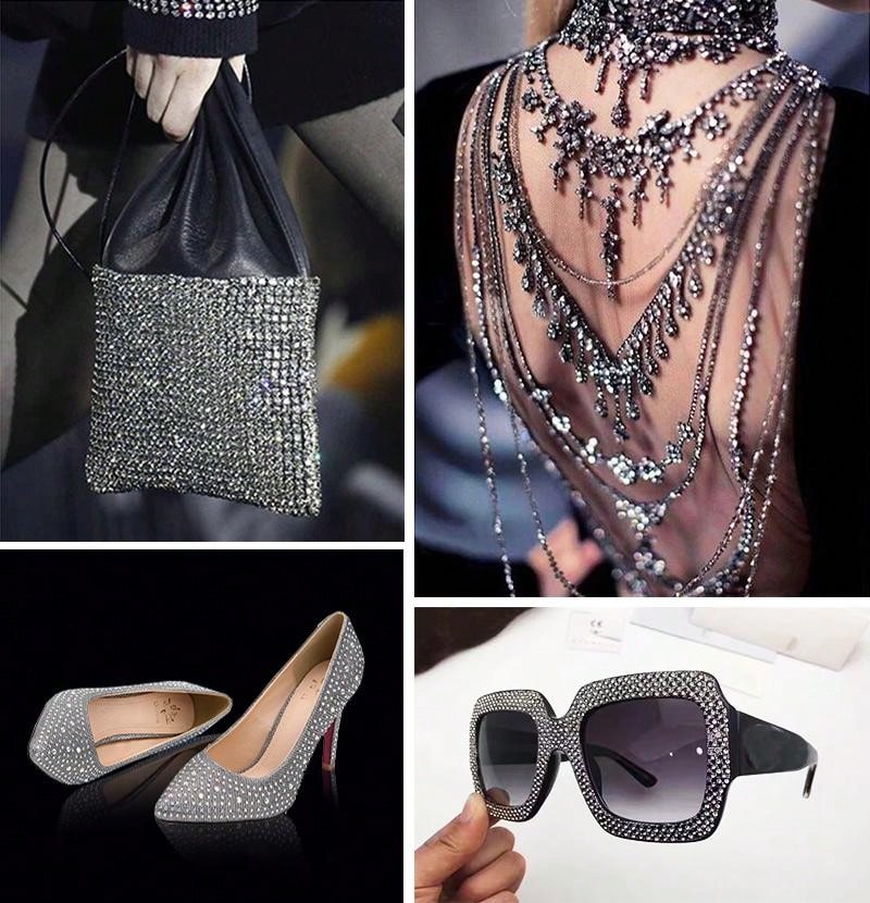 1440pcs Light Blue Round Glass Rhinestones With Silver Flat Bottom ...