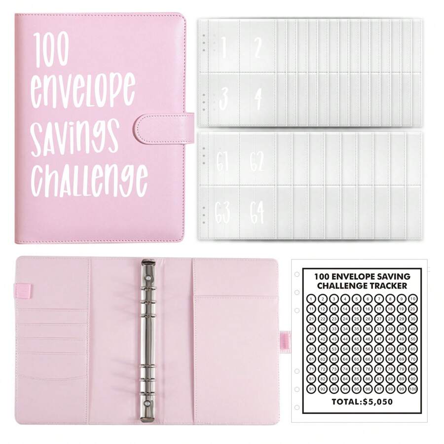 100 Envelopes Saving Challenge,Envelope Challenge Binder,Savings Book ...