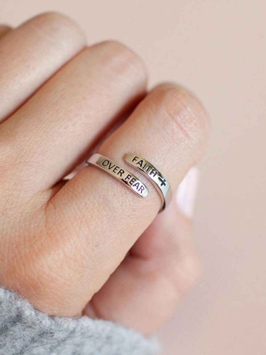 Customized Adjustable Open Ring With Name Engraving, For Couples ...