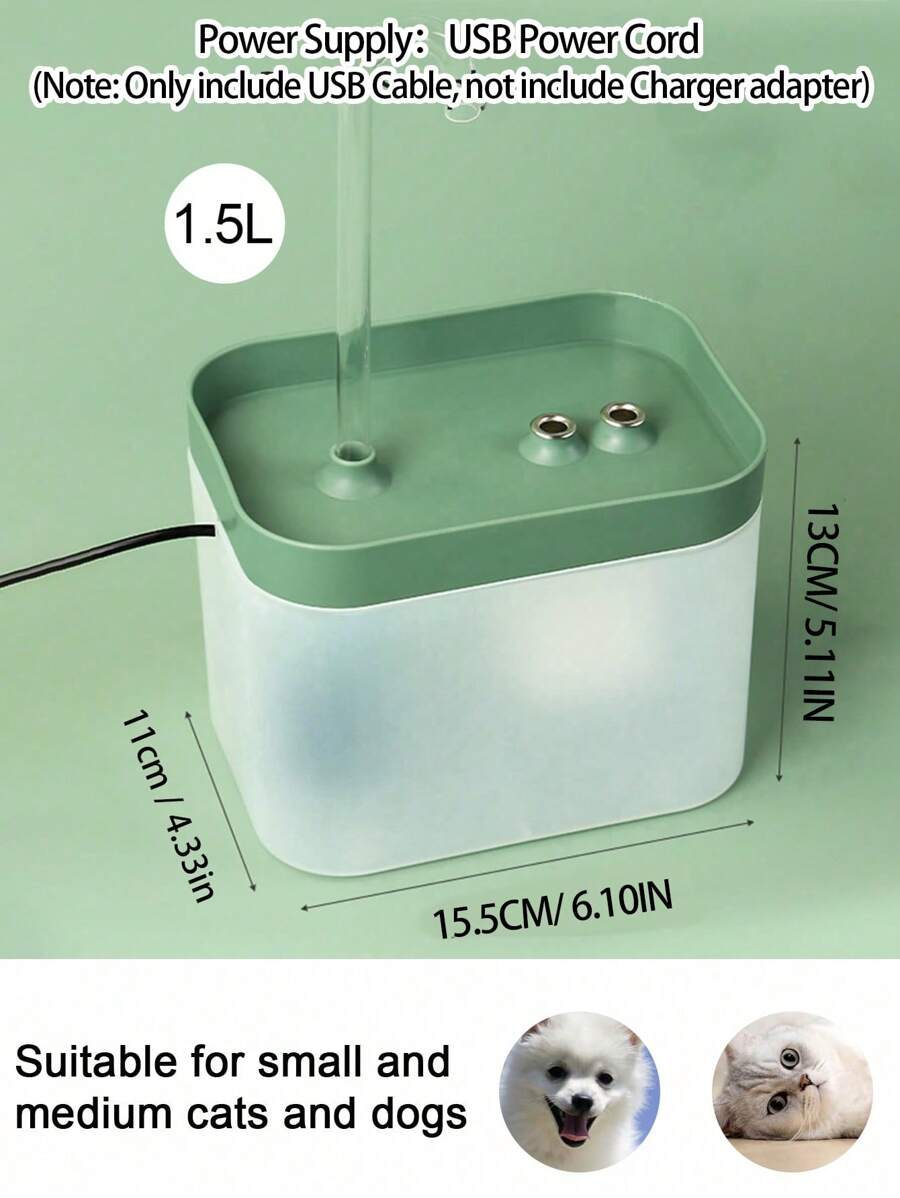 1.5l Usb Powered Automatic Circulating Cat Drinking Fountain With Randomly Colored Pump For Dogs ...