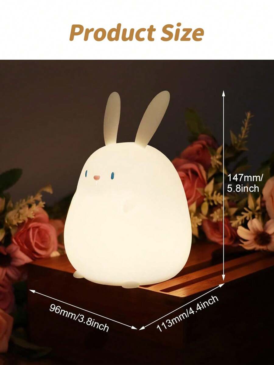 1pc Small Rabbit Desk Lamp Silicone Night Light Usb Rechargeable Led ...