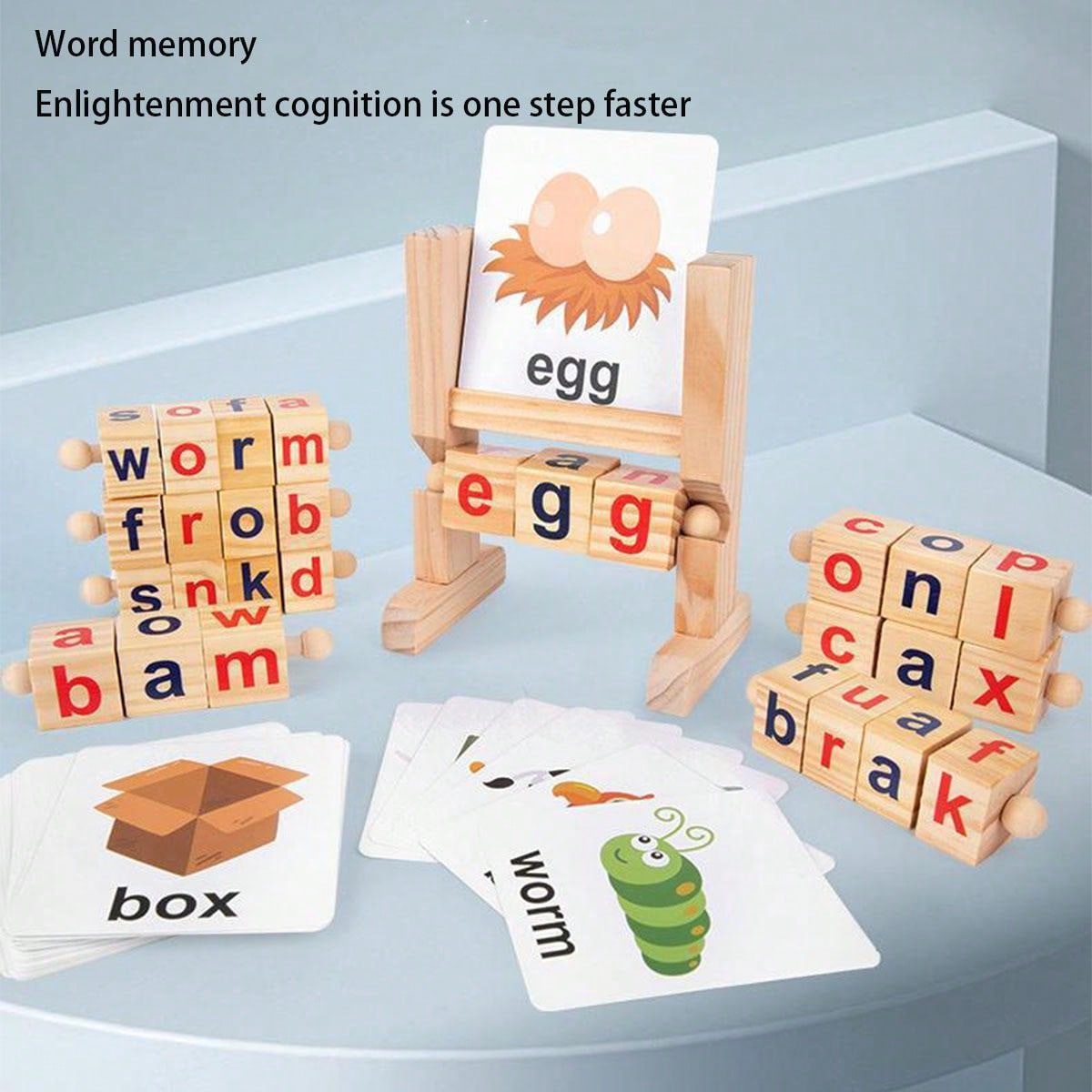 1pc Children's Spelling Block Puzzle Solid Wood Word Spelling Toy With ...