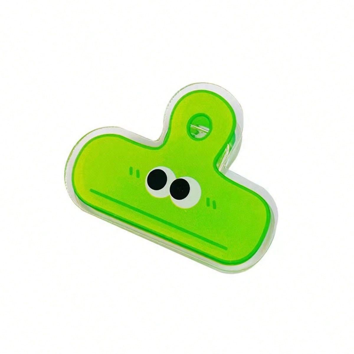 1pc Green Acrylic Pp Clip With Cartoon Expression Eye, Transparent Clip ...