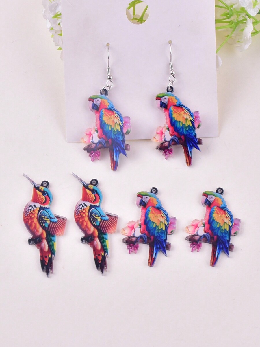 10pcs/Pack Beautiful Parrot Birds Acrylic Charms Pendant For Women DIY ...
