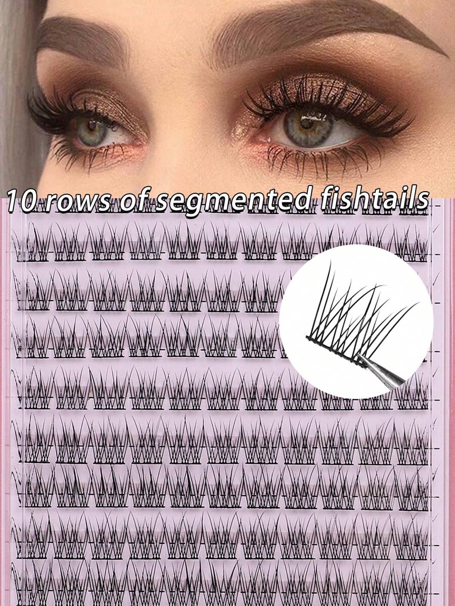 110 Clusters Of Comic Eyelashes, 10 Lines 9-12mm DIY Natural False ...
