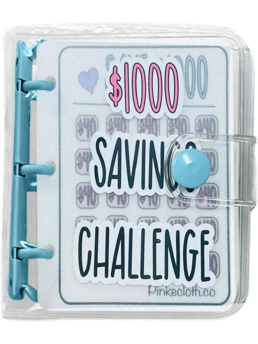 1pc 1000-Sheet Mini Binder Clip Savings Challenge Binder With Monthly ...
