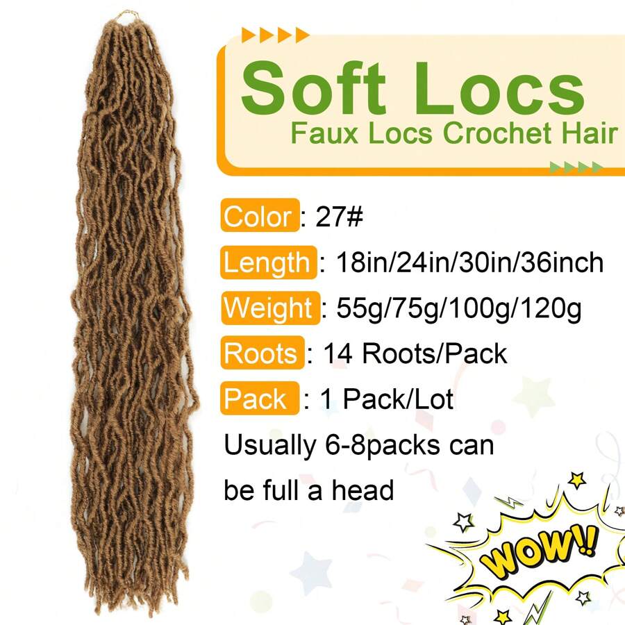 Faux Locs Crochet Hair 18 24 30 36 Inch Faux Locks Crochet Braids Curly ...
