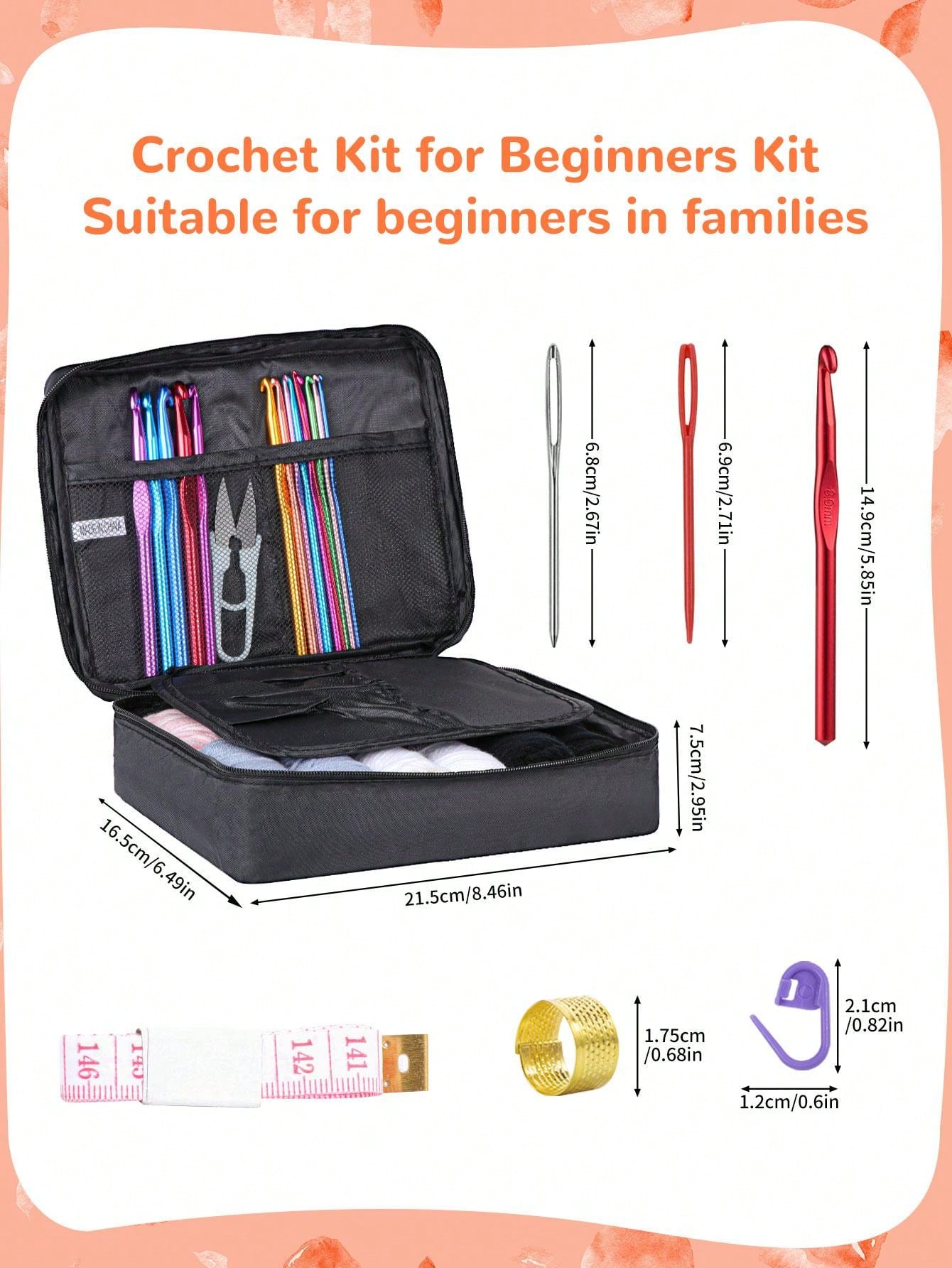 Crochet Hook Set, Beginner Crochet Kit With Ergonomic Crochet Hooks And ...