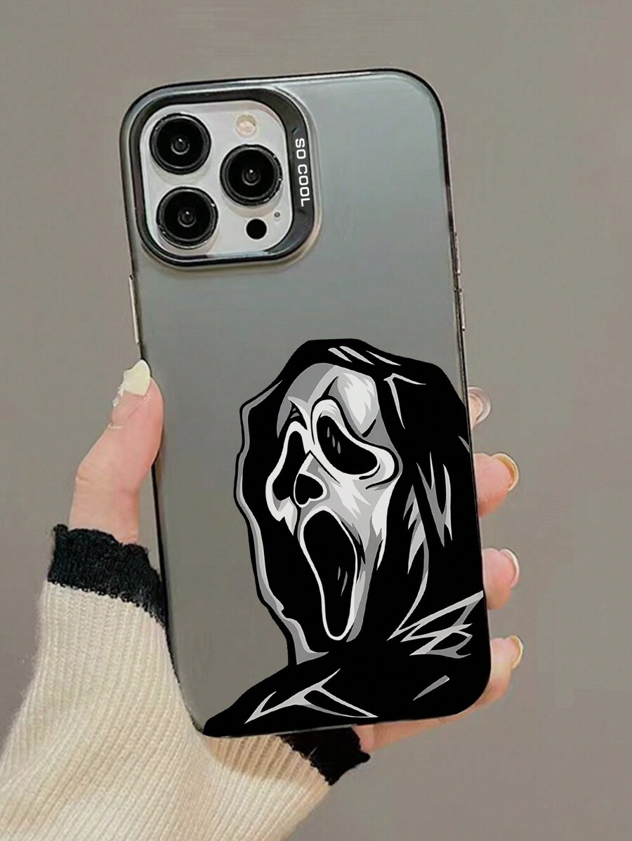 Apple Ghost Face Halloween Horror 1pc Imd Material Clear Black Phone ...