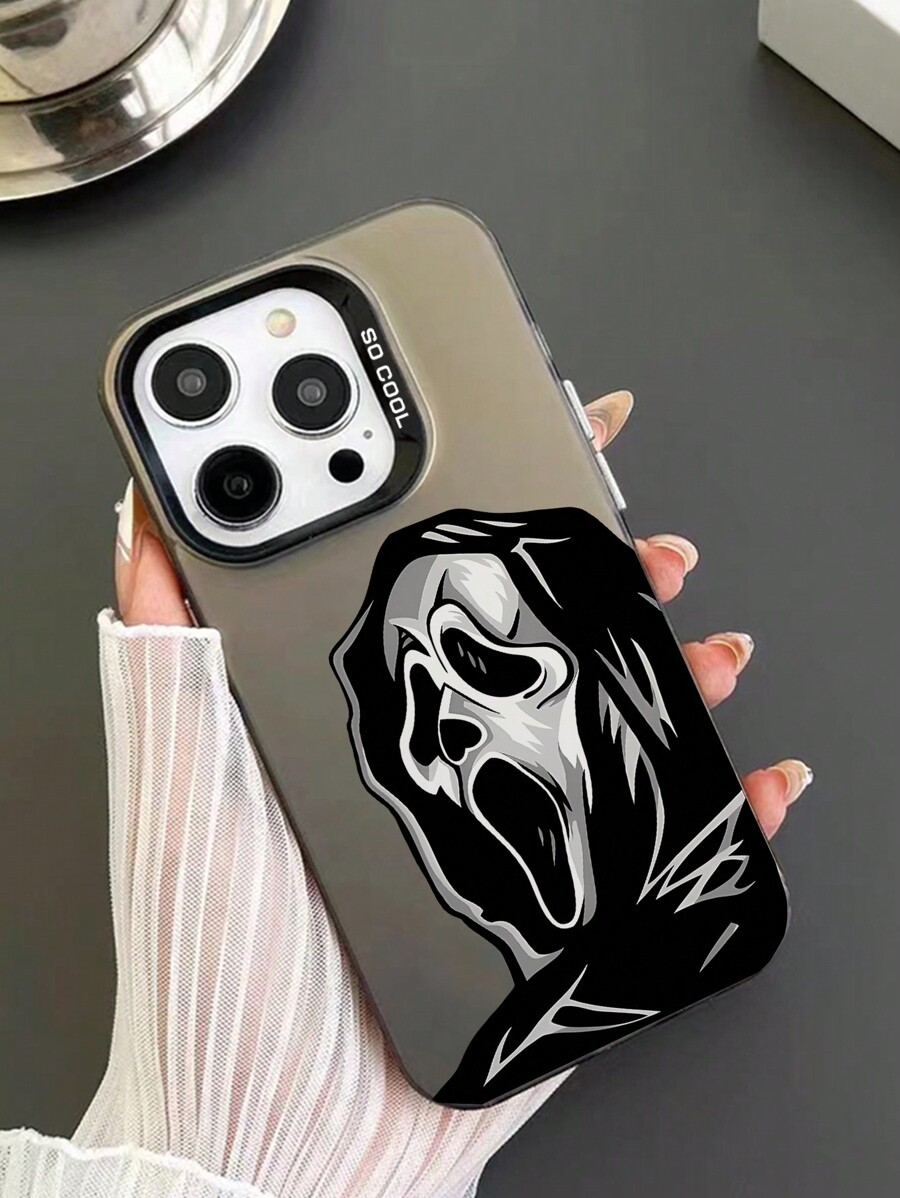 Apple Ghost Face Halloween Horror 1pc Imd Material Clear Black Phone ...