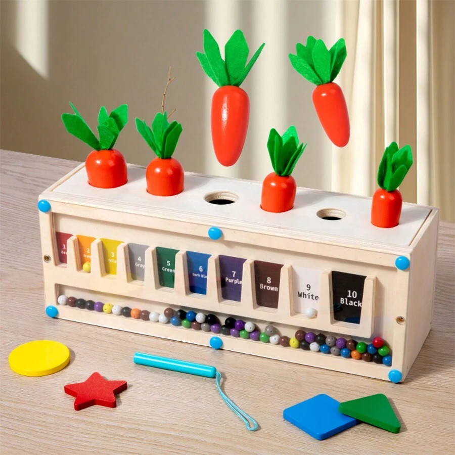 Multi-Functional Set Of Maze Bead Toys With Carrot Shape Sorter, Color ...