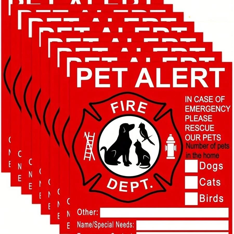 4 Sheets Pet Inside Alert Safety Fire Rescue Sticker, Highlight And ...