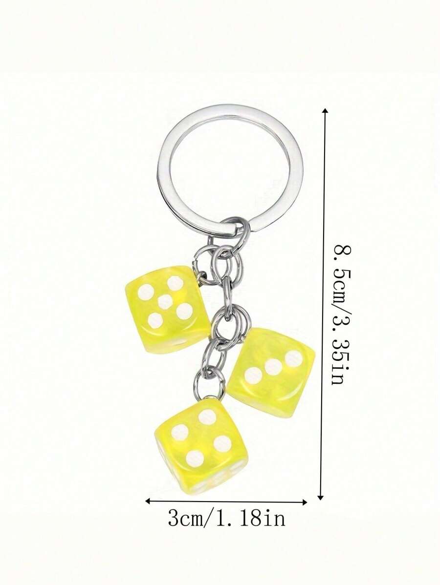 1pc Colorful Dice Key Chain Solid Color Three-Dimensional Mini Pendant ...