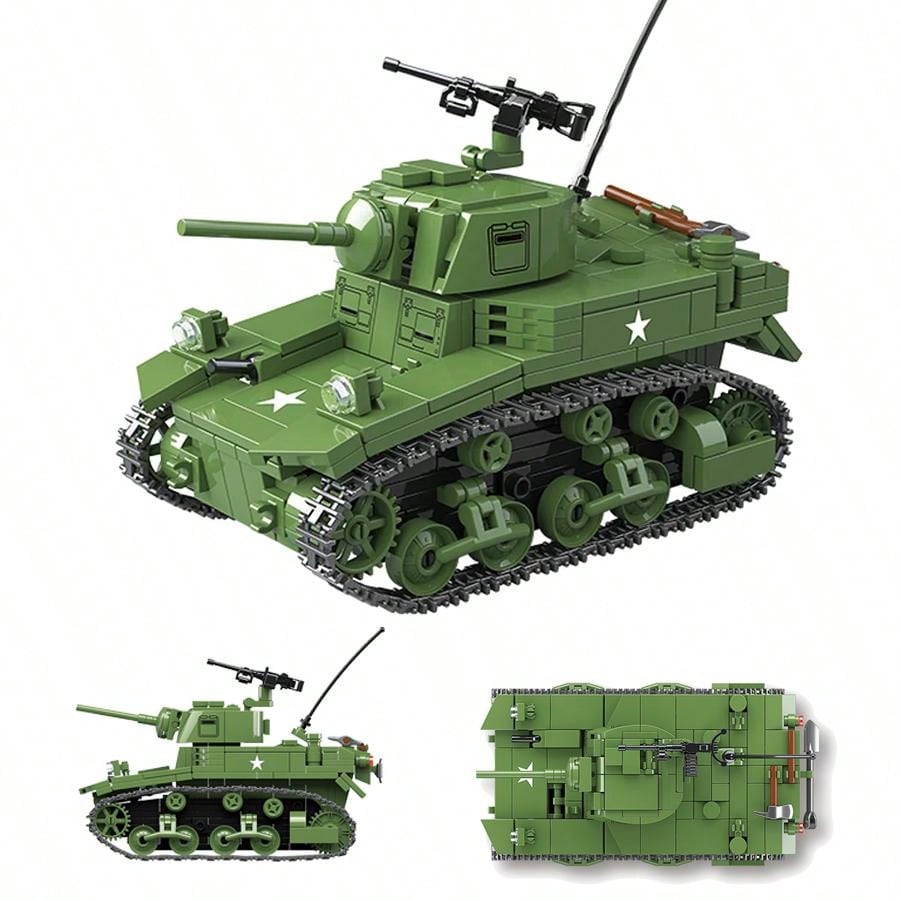 601pcs Light Tank Model Stuart M3 Tank Building Blocks Construction Kit ...