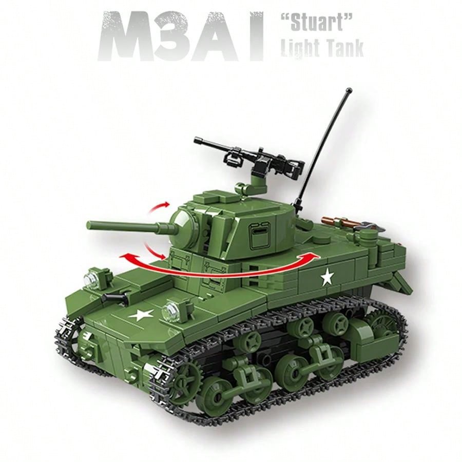 601pcs Light Tank Model Stuart M3 Tank Building Blocks Construction Kit ...
