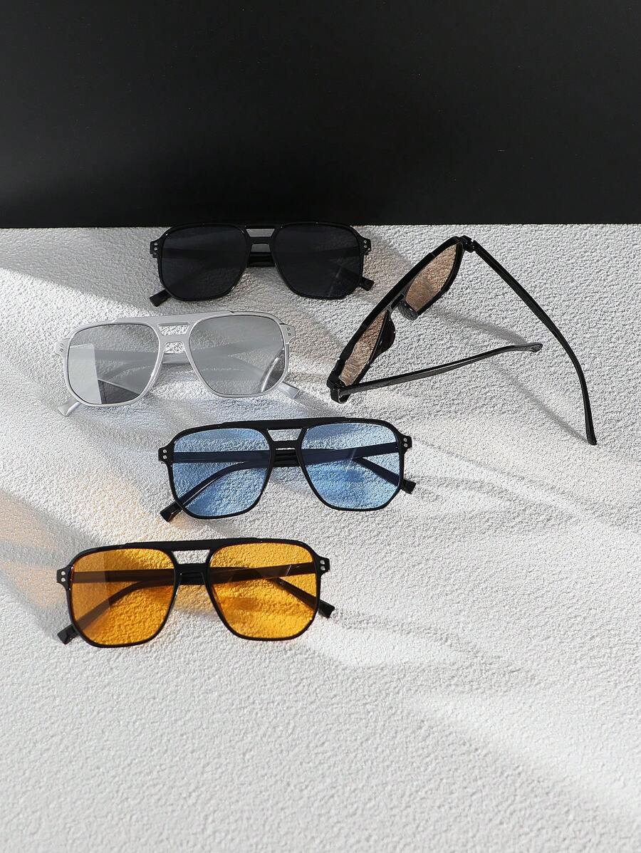 Vintage Men's Pc Frame Double Beam Fashion Glasses With Colored Rivets ...