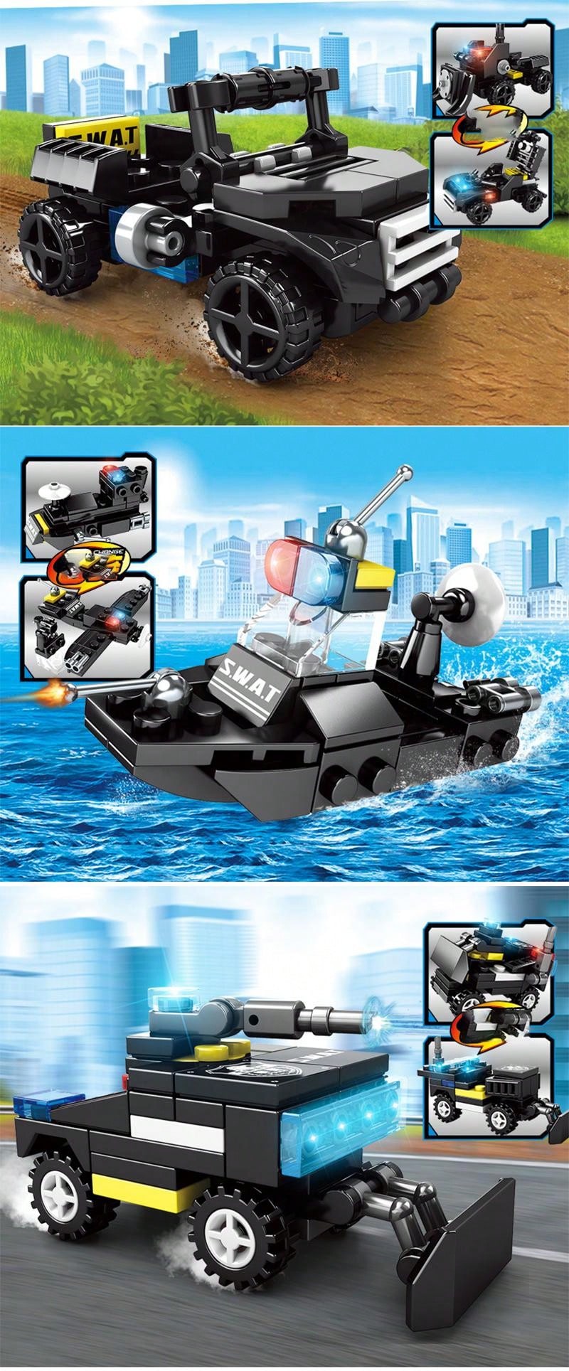 12 In 1 Armored Vehicle Assemble Toys For Children Boys As Intelligent ...