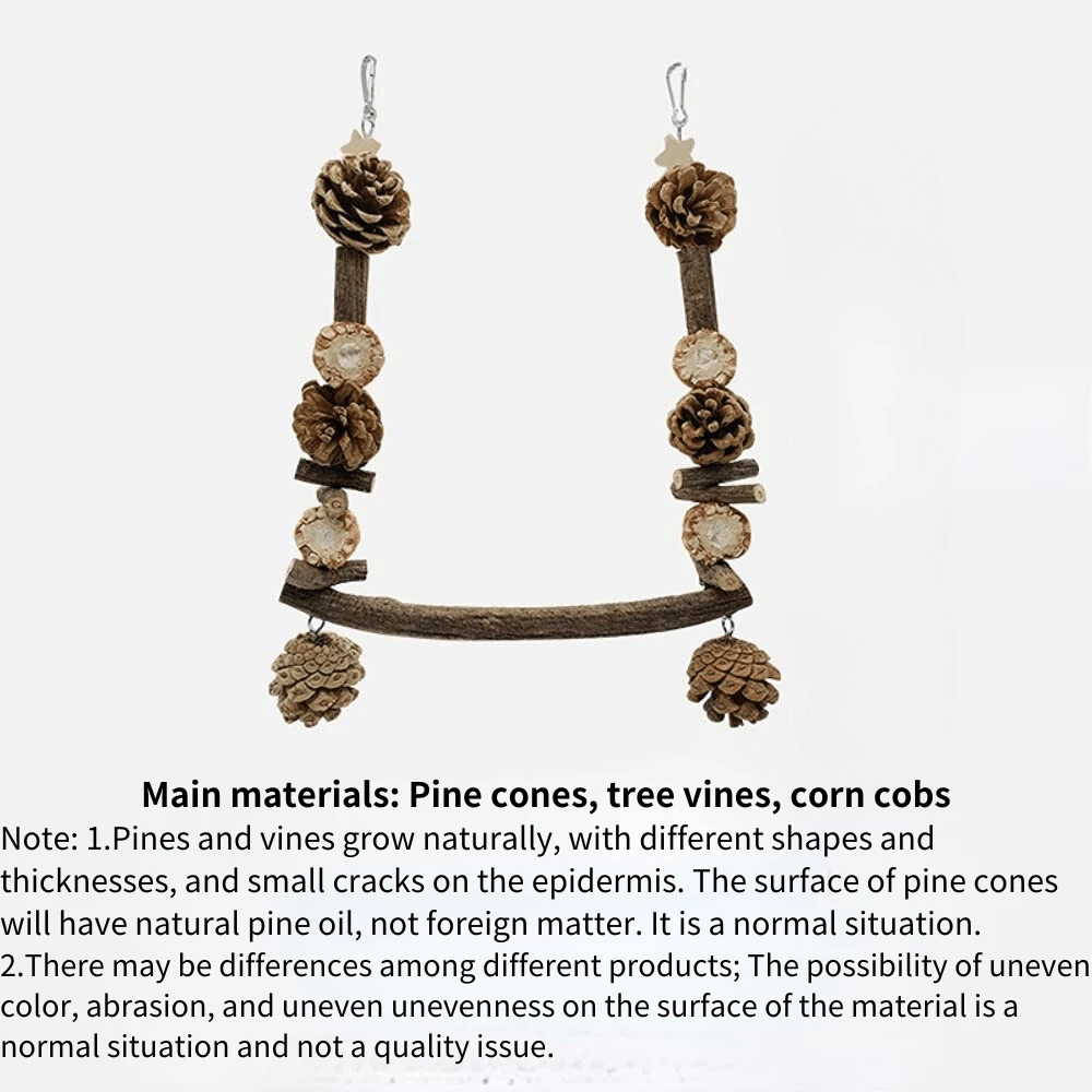 Pet Bird Swing, Parrot Cage Toys, Natural Wooden Swing Toys With ...