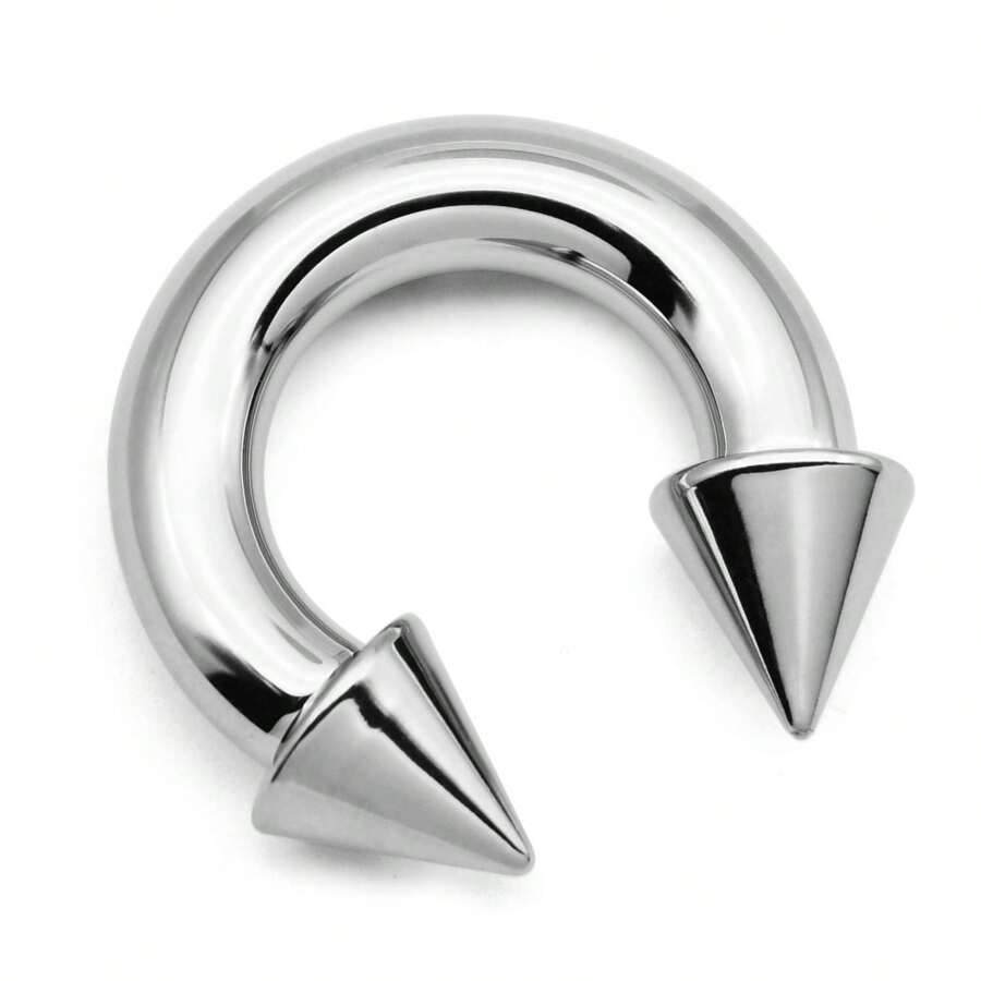 CIZME 1PC Black Silver Color Spike Horseshoe Nose Ring Stainelss Steel ...