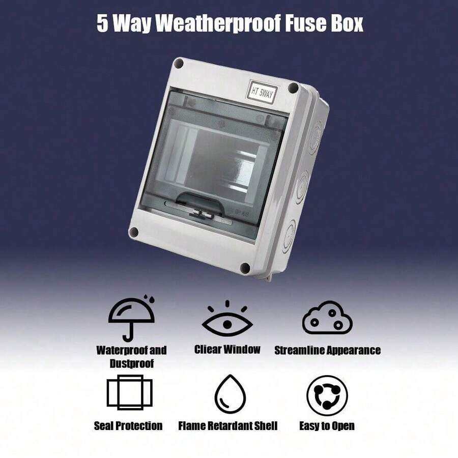 5 Way Weatherproof Fuse Box Unit Garage Consumer Enclosure 2 MCB 16 40A ...