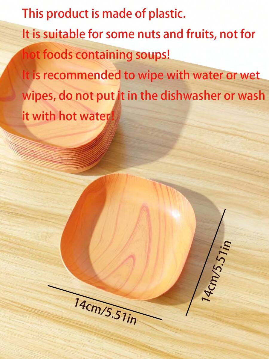 4pcs Wood Grain Pattern Plate | SHEIN USA