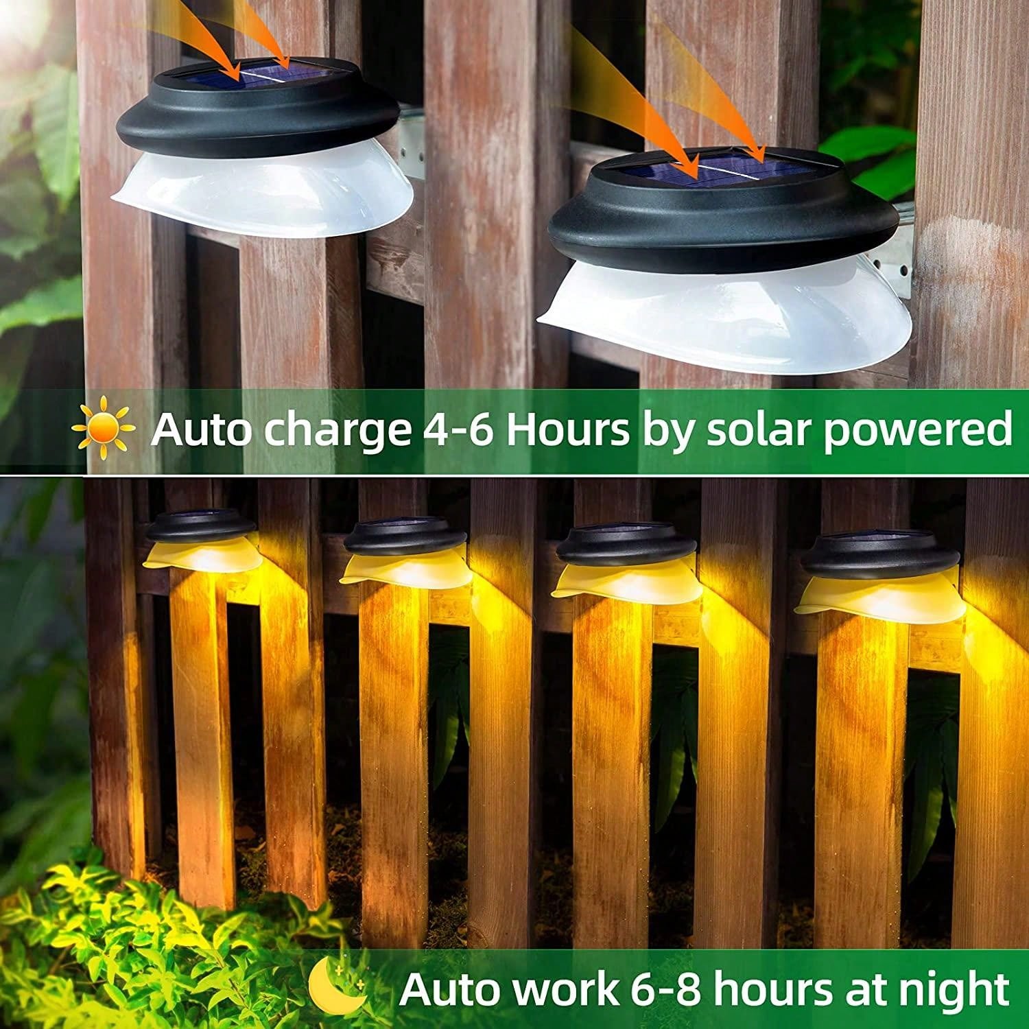 Solar Gutter Lights Outdoor Waterproof Fence Lights For Deck Pathway ...