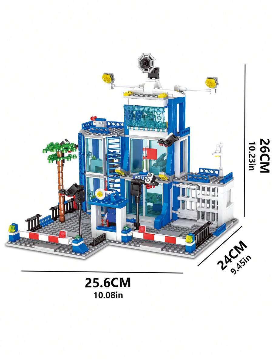 800pcs Police Station Building & City Model Set With Prison Van, Police ...