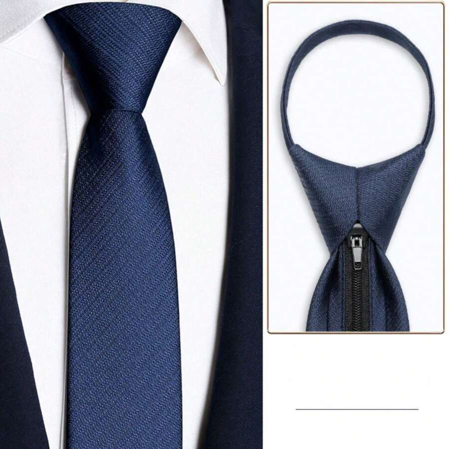 1 stuk Heren Voorgebonden Rits Type Zwart Visgraat Patroon Necktie Voor ...