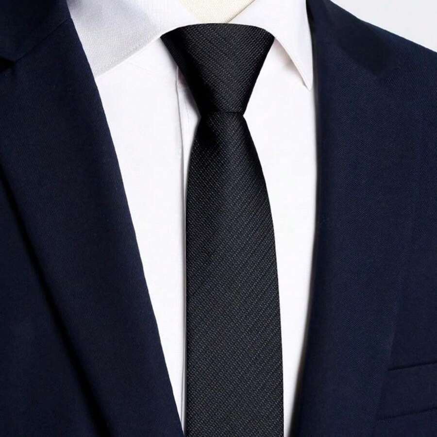 1 stuk Heren Voorgebonden Rits Type Zwart Visgraat Patroon Necktie Voor ...