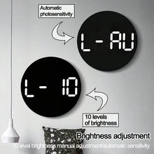 LED Wall Clock With Remote Control Auto Dimming 10 Level Brightness ...